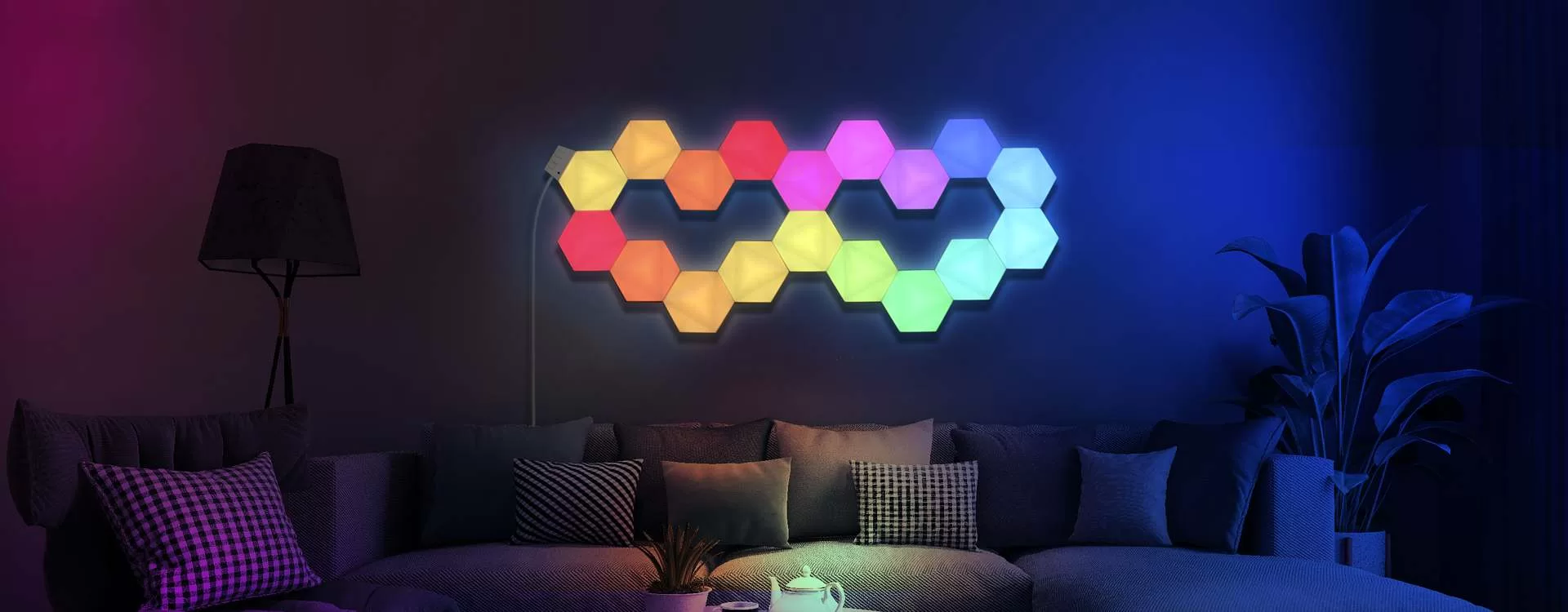 Smart hexagon wall light panel - CL Lighting.